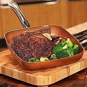 ChDING 9.5inches Pan Nonstick, Aluminum Alloy Square Frying Pan Skillet with Ceramic Coating, Kitchen Nonstick Frying Pan, No Fumes Cooking Pots and Pans Omelet Pans