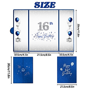 Crenics 16th Birthday Decorations for Boy or Girls, Creative 16th Birthday Guest Book Alternative, Blue and Silver 16 Birthday Signature Book 18 x 12 inch, Great Sweet 16 Birthday Gifts