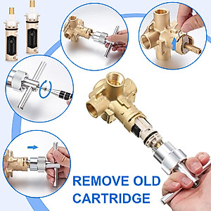 Qunclay 3 Pack Compatible with Moen 1222 Replacement Cartridge Kit One-handle Positemp Faucets Tub Bathtub Shower Cartridge Replacement Tool Brass and Plastic Shower Part