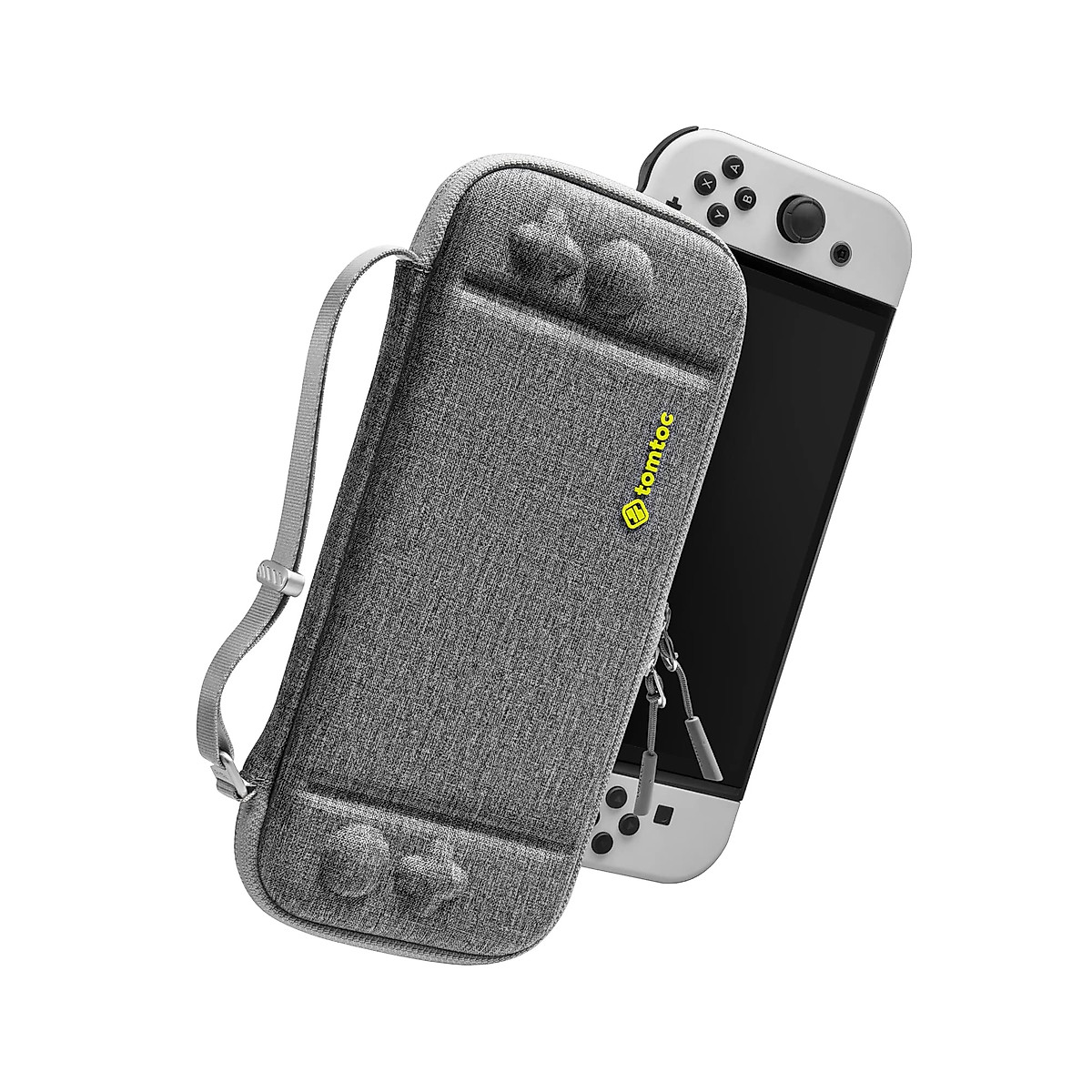 tomtoc Slim Carrying Case for Nintendo Switch / OLED Model, Protective Switch Sleeve with 10 Game Cartridges, Hard Portable Travel Carry Case, with Original Patent and Military Grade Protection, Gray
