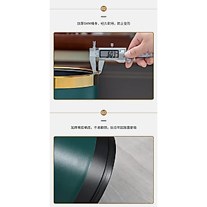 Luxury Metal Waste Bin 10L, Double Layer Trash Can PU Leather Covered Round Wastebasket Dust Bins for Kitchen Bathroom Hotel Office (MOLADI Green)