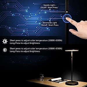 ACODO Floor lamp,LED Modern Double Side Lighting Reading Lamps ,Adjustable Height 4 Color Temperatures Standing Working Tall Lamp with Remote & Touch Control for Living Room,Bedroom, Office (Black)