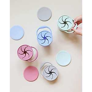 otterlove Collapsable Silicone Snack Container with Attachable Lid | 100% Pure LFGB Platinum Silicone with No Fillers | Snack Cup (2 Pack - Sage & Very Peri)