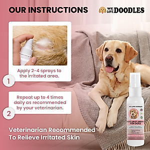 We Love Doodles USDA Organic Dog Hot Spot Spray, Itch Relief for Dogs Licking Paws, Made in USA, Anti-Itch Allergies, Dermatitis & Skin Irritation Treatment, Veterinarian Approved, 118mL