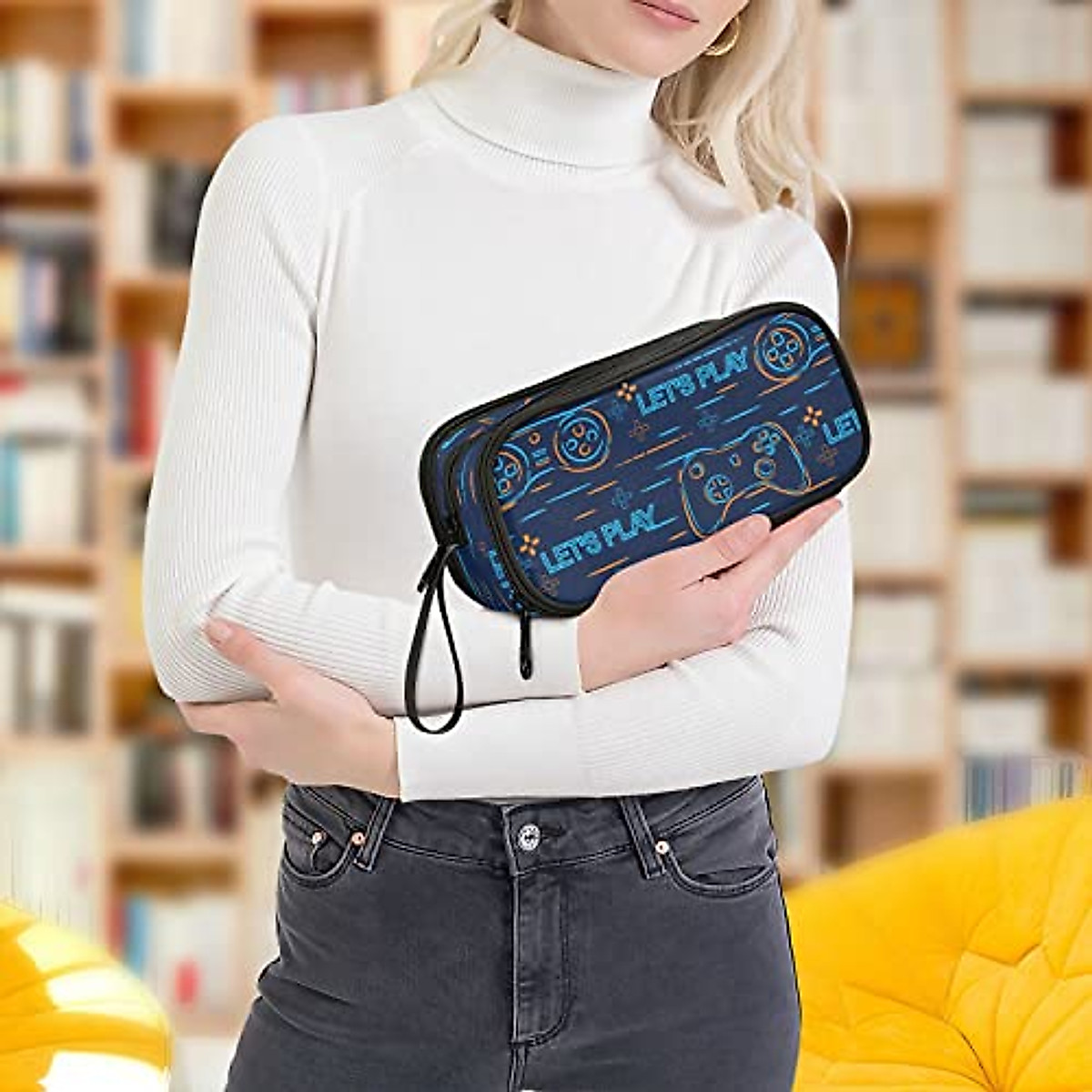 J JOYSAY Let's Play Game Pencil Case Large Big Capacity Pencil Bag for Girls Boys Zipper Stationery Bag Stationery Pouch Zipper for Teens Adults Student