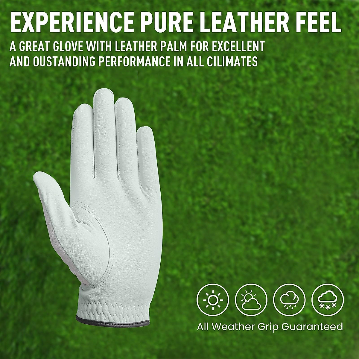 FINGER TEN Golf Gloves Men Left Right Hand Handed Golfer Value Pack (6 Pack, Small, Left)