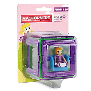 MAGFORMERS Princess Character 6 Pieces Add on, Rainbow Colors, Educational Magnetic Geometric Shapes Tiles Building STEM Toy Set Ages 3+