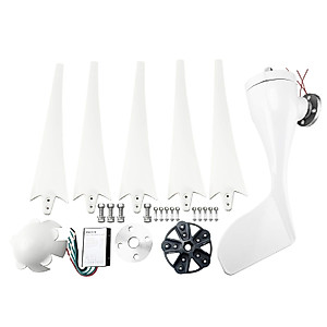YaeMarine Wind Turbine Generator, 400W 12V Wind Turbine Businesses 5 Blade Wind Controller Turbine Generator kit for Home/Camping, White, Black, Blue, Red, Green (White)