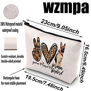 WZMPA Funny German Shepherd Cosmetic Bag German Shepherd Lover Gift Peace Love German Shepherd Makeup Zipper Pouch Bag Dog Lover Gift (Peace German Shepherd)