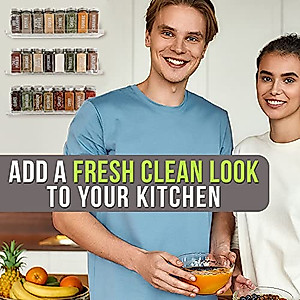 Pretty Display Spice Rack Wall Mount Crystal Clear Acrylic Spice Rack Organizer [3 Pack] Strong & Secure Shelf Design with Front & Ends -Easy to Install- 15” Customizable Wall Mounted Spice Shelves