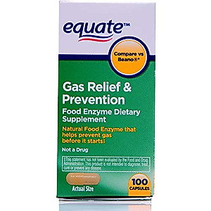 Equate Gas Bloating Relief and Prevention, Food Enzyme Dietary Supplement, 300 Count