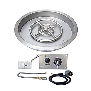 Stanbroil 25 inch Round Drop-in Fire Pit Pan with Spark Ignition Kit Propane Gas Version