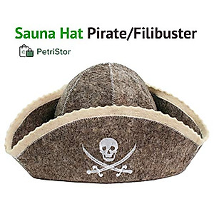 PetriStor Sauna Hat Pirate/Filibuster for Man Natural Felt 100% Natural Made in Ukraine