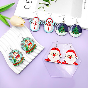 haolry 2023 Christmas Earrings for Women Girls Santa Claus Snowman Christmas Tree Snowflake Dangle Earrings Wooden Funny Xmas Earrings Jewelry Accessories Gifts-Christmas Tree