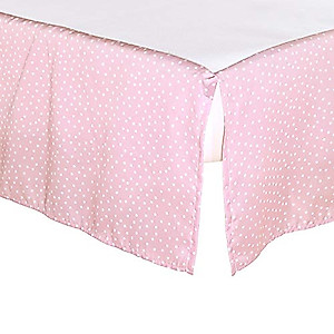 The Peanutshell Hearts Crib Bedding Set for Baby Girls | 3 Piece Pink & White Nursery Set | Baby Quilt, Crib Sheet, and Dust Ruffle