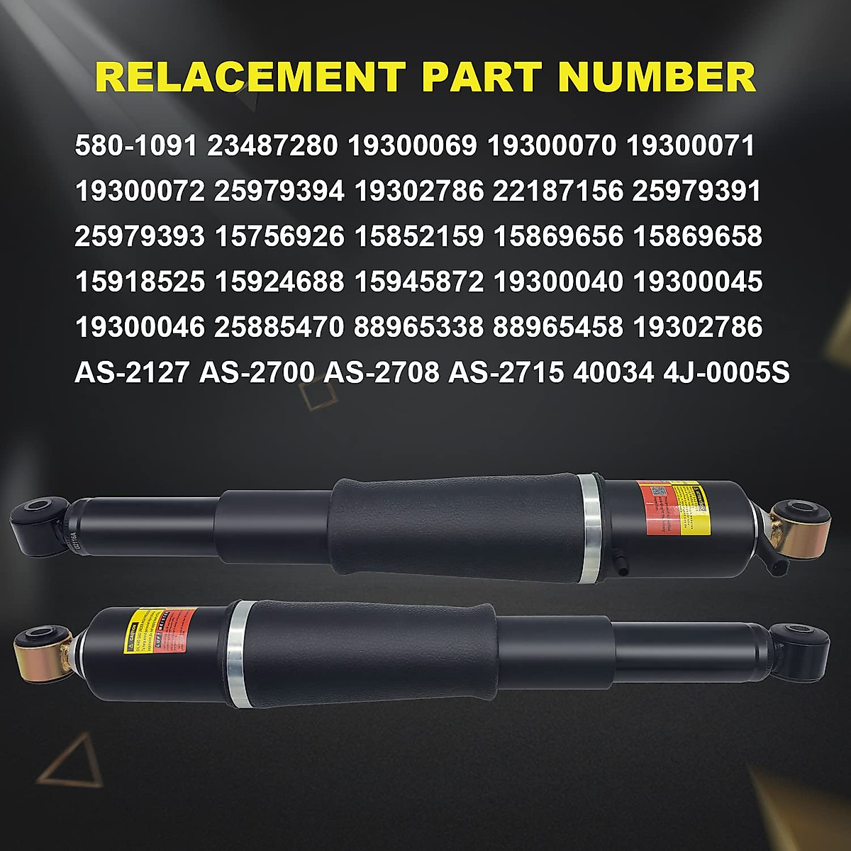 LUFT MEISTER 23487280 2 PCS Rear Air Shock Absorber Compatible with Escalade ESV EXT Chevy Suburban Tahoe Avalanche GMC Yukon XL 1500 19302786 25871432 580-1091