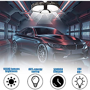 WONDERFUL MEMORIES LED Garage Light,140W Deformable Shop Lights for Garage Led Super Bright,18500LM Pure Aluminum Cold Forged housing Garage Lighting,6500K Daylight for Garage Basement