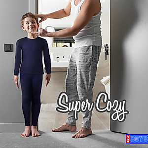 ONLY BOYS Thermal Underwear Set 4 Piece Waffle Knit Top and Long Johns (2T-16), Size 4T, CharcoalDark Blue