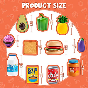 JOYIN 135Pcs Kids Play Food Set, Value Pretend Food for Play Kitchen with Fruit, Vegetable, Food Can, Dessert, Tableware, Bottles, Dramatic Plastic Food Toys for Toddler Boys Girls 3+ Years