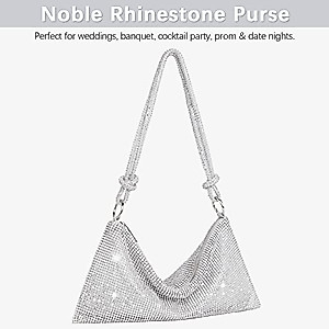BOSTANTEN Rhinestone Purse Sparkly Bag Silver Diamond Purses for Women Upgrade Evening Prom Rhinestone Handbag Hobo Bag
