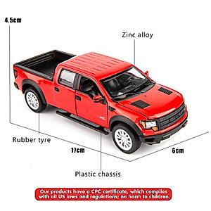 TGRCM-CZ 1/32 Scale F150 Pickup Truck Casting Car Model, Zinc Alloy Toy Car for Kids, Pull Back Vehicles Toy Car for Toddlers Kids Boys Girls (Red)