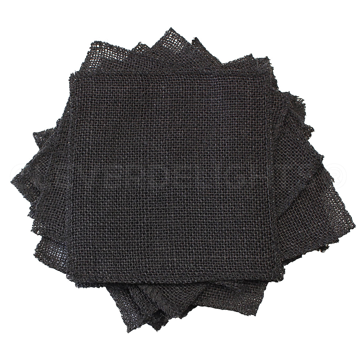 CleverDelights 6 Inch Black Burlap Squares - 12 Pack - Jute Burlap Fabric - Finished Edges - 6" x 6"