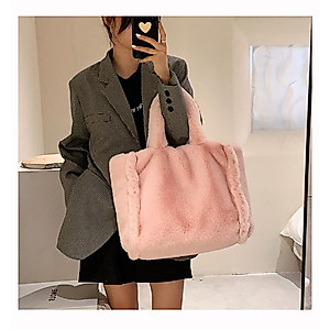 Large Fluffy Fuzzy Tote Bag Furry Purse Faux Fur Totes Shoulder Bags Women Plush Handbag Cute Winter Fashion Purses (pink)