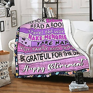 LGULDZ Retirement Gifts for Women Best Retirement Gift Blanket Happy Retirement Gift for Party Decorations Retired Teacher Coworker Warm Throw Blanket 50"x60"
