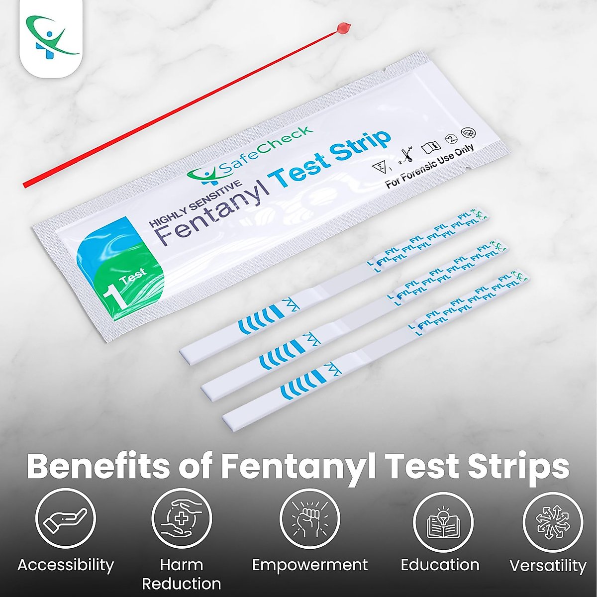 Fentanyl Test Strips 5 Pack | SafeCheck Highly Sensitive Fentanyl Test Strips for Testing Drugs | Fentanyl Testing Strips for Pills, Powders | Fentanyl Test Kit | 10ng/mL Cutoff