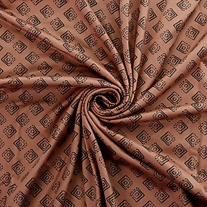 Cocoa and Black Diamond Boho DBP Fabric - Double Brushed Polyester 4 Way Stretch - 1 yard