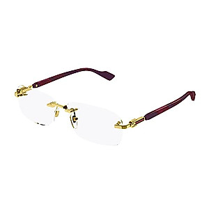 Gucci GG1221O 003 Gold Rectangular Men's Eyeglasses