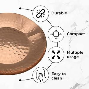 RYARDS Copper Spoon Rest for Stove Top - Pack of 2 Hammered Copper Utensil Holder & Kitchen Accessories - Farmhouse Rustic Utensil Holder for Countertop - Act as Coffee Bean Tray, Jewelry Dish