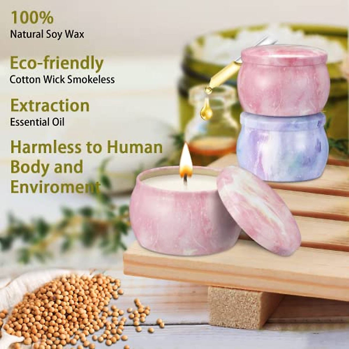 4 Pack Scented Candles Gift Set for Women, chfine 4.4oz Soy Wax Portable Jar Candles with Essential Oils for Bath, Aromatherapy Candles for Home, Ideal for Mothers Day, Birthday, Christmas, Holiday