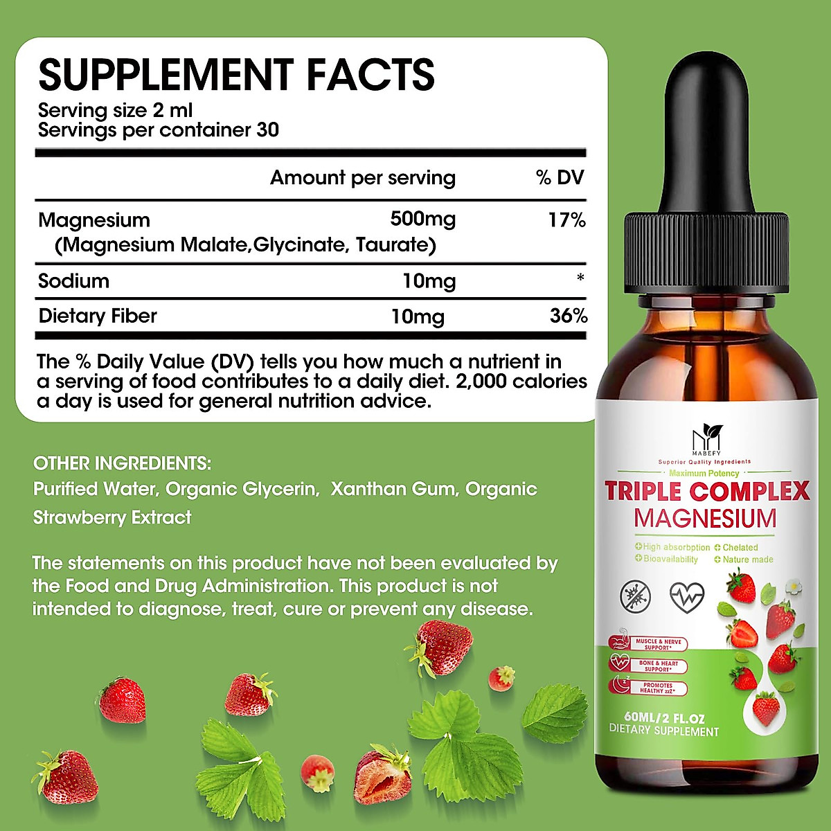 Liquid Magnesium Glycinate 500mg - Triple Complex Magnesium with Glycinate,Malate,Taurate,Chelated Magnesium for Sleep,Cramps,Cardiovascular,Blood Pressure SupportF