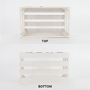 YAHUAN White Wooden Crates Decorative Wood Box Crates for Storage Vintage Wooden Storage Box for Kitchen, Office, Bedroom, Closet, Rustic Country Decor (White Home)