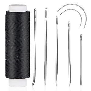 Waxed Thread 32 Yards, Leather Sewing Waxed Thread with Hand Sewing Needles, Leather Sewing Thread Set for Home Upholstery Carpet Leather Canvas Repair and Sewing