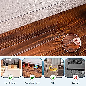 Under Bed Blocker for Pets Gap Bumper Under Couch Blocker Stop Dogs and Cats Safety PVC Adjustable Clear Toy Blocker for Bed and Sofa Barrier Blocking with Strong Adhesive 8 Pack, 4.7'' Height 126" L