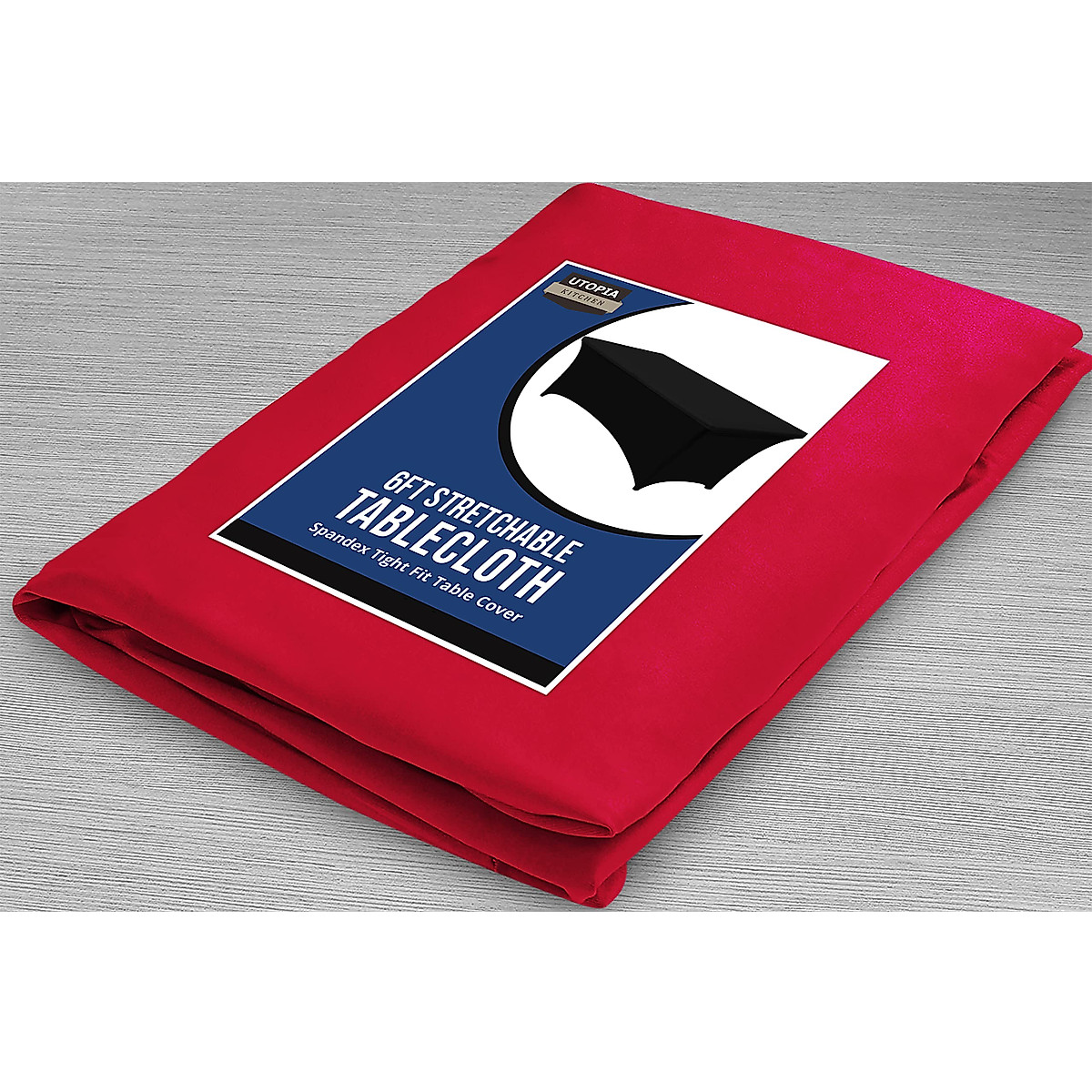 Utopia Kitchen Spandex Tablecloth 1 Pack [6FT, Red] Tight, Fitted, Washable and Wrinkle Resistant Stretch Rectangular Patio Table Cover for Event, Wedding, Banquet & Parties [72Lx30Wx30H Inch]