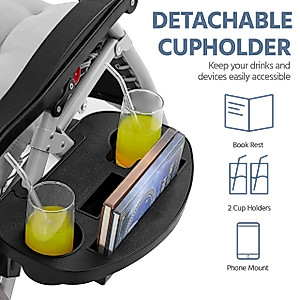 Yaheetech Zero Gravity Chair, Folding Reclining Lounge Recliner with Removable Pad & Headrest & Side Cup Holder Tray for Indoor and Outdoor Gray/2