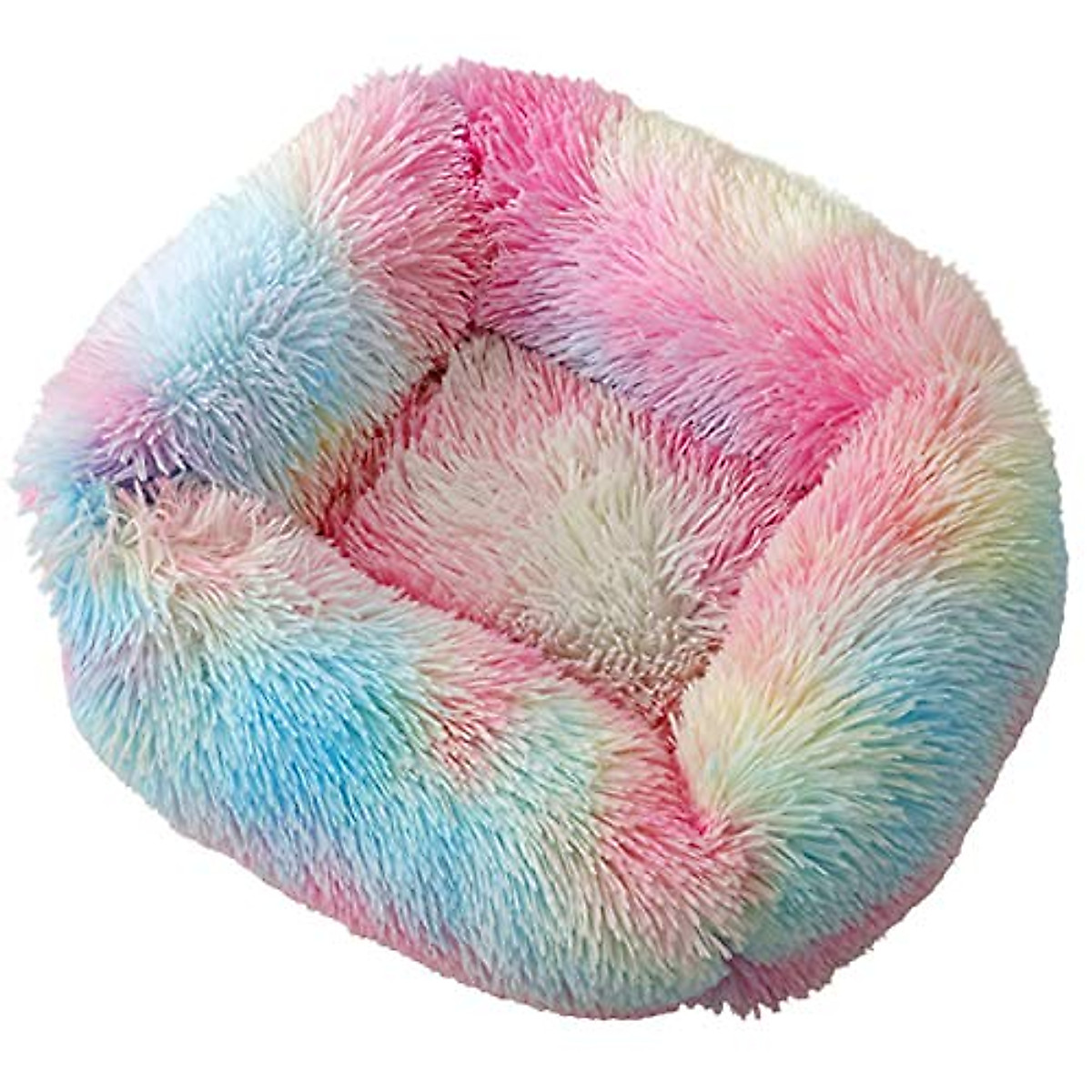 Durable Comfortable Natural Cat Dog Beds for Pet,Square Plush Dog Cat Thickened Warm Soft Pet Tent Cave Nest Bed Mat Pad Kennel - Hot Pink S