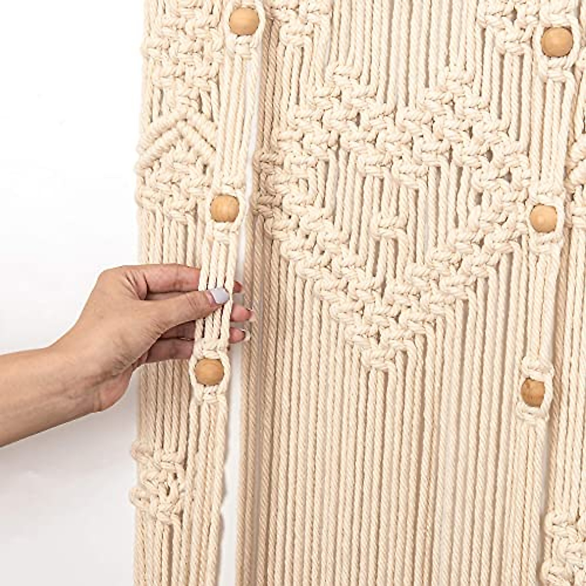 Eiyye Macrame Shelf Floating Wood Shelf Supporter Handmade Cotton Tapestry Hanging Home Deco14.6x35.4inch