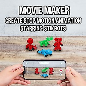 Zing Stikbot Safari 4 Pack, Set of 4 Stikbot Collectable Action Figures, Includes 1 Lion, 1 Elephant, 1 Hippo, and 1 Rhino, Create Stop Motion Animation