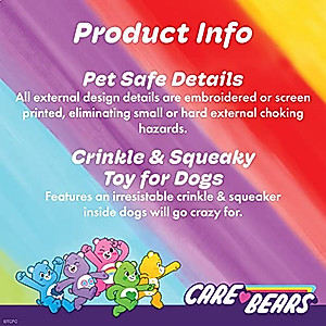 Care Bear for Pets 2PC Set Share Bear Squeaker Flattie Plush Dog Toy With Crinkle Texture Cookie, 4" Small Collectible Toy (FF20238)