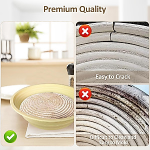 TMYIOYC Silicone Sourdough Bread Baking Supplies, 10 inch Oval & 9 inch Round Sour Dough Starter Kit, Foldable Banneton Bread Proofing Basket, Set of 2 Proofing Bowls for Sourdough Bread Baskets