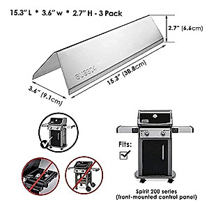 Hisencn Gas Grill Burner Tubes, Flavor Bars Replacement for Weber Spirit 200, Spirit E-210, E-220, Spirit S-210, S-220 Series Gas Grills with Up Front Controls (Model Years 20), 69785, 7635