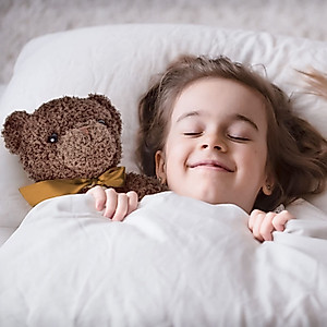 FUN LITTLE TOYS 12'' Teddy Bear Stuffed Animal Plush Toy with Heart Hug Me, Small Stuffed Animals for Girls Boys Easter Teddy Bear Toy Easter Stuffed Animal for Kids Dark Brown Bear for Easter Gifts