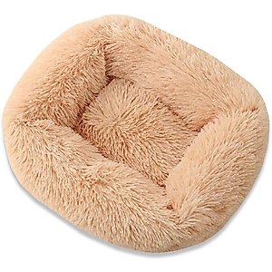 Bed Xs Size Plush Square Beds for Cats Dogs Super Soft Winter Warm Sleeping Mats for Dogs Cats 1Pcs Light Brown