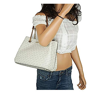 Michael Kors TEAGEN CHAIN SATCHEL SHOULDER BAG VANILLA PVC