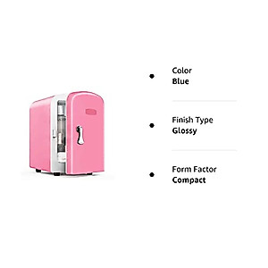 Mini Fridge 4 Liter AC/DC Energy Saving Cooler And Warmer Refrigerator, Portable Personal Fridge For Office, Car, Bedroom, 100% Freon-Free Great For Skincare, Fruit, Food, Medicine(Pink) - F…