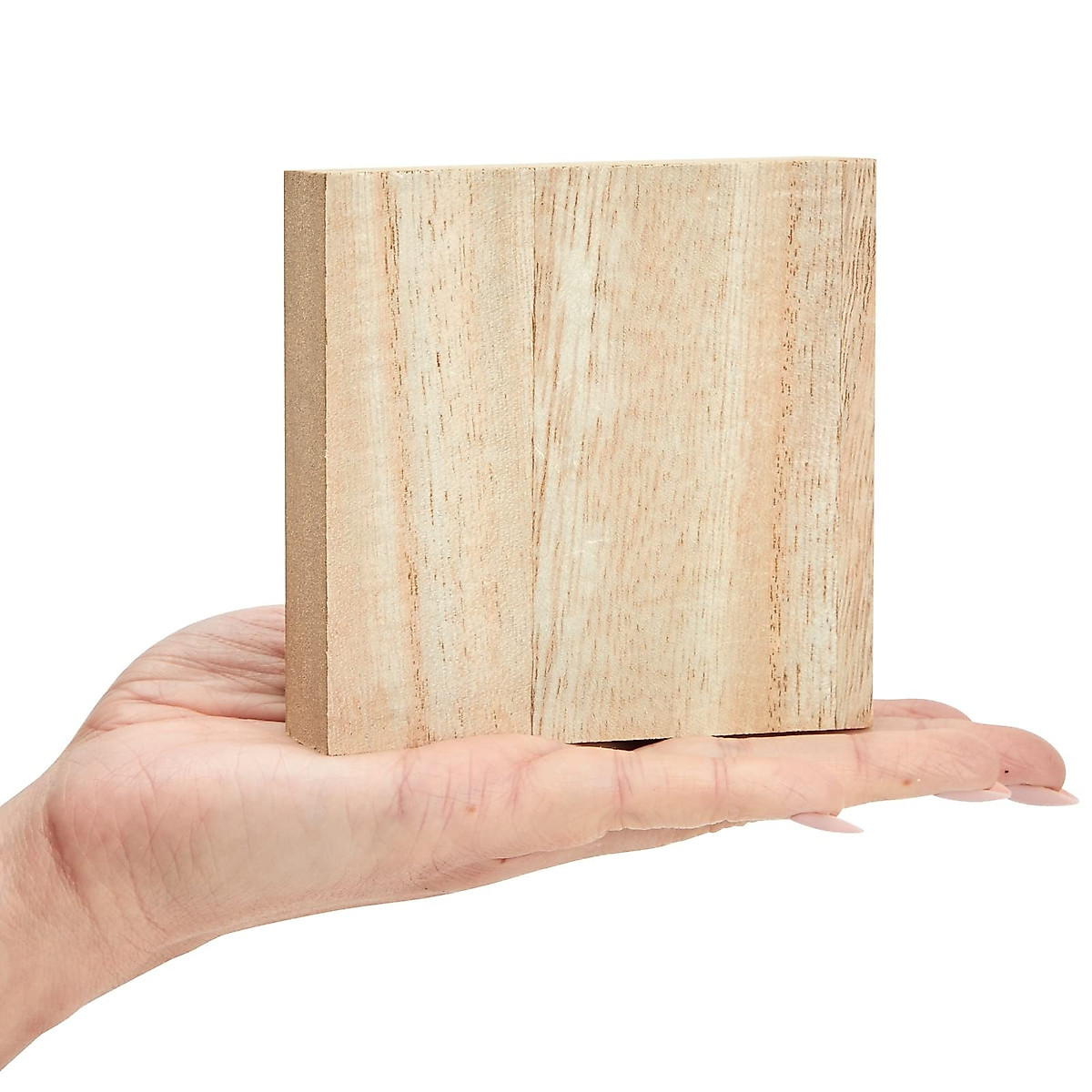 Unfinished Wood Blocks for Crafts, 1 Inch Thick MDF Squares (4x4 in, 4 Pack)